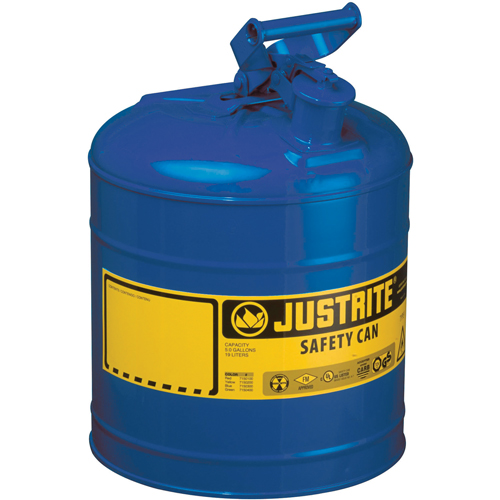 Justrite Safety Cans, Type I, Steel, 2 US gal., Blue, FM Approved/UL ...