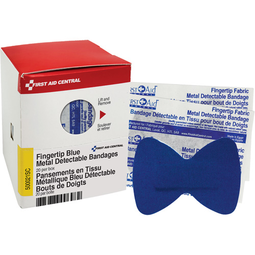 First Aid Central Fingertip Blue Detectable Bandages, Fingertip, Fabric ...