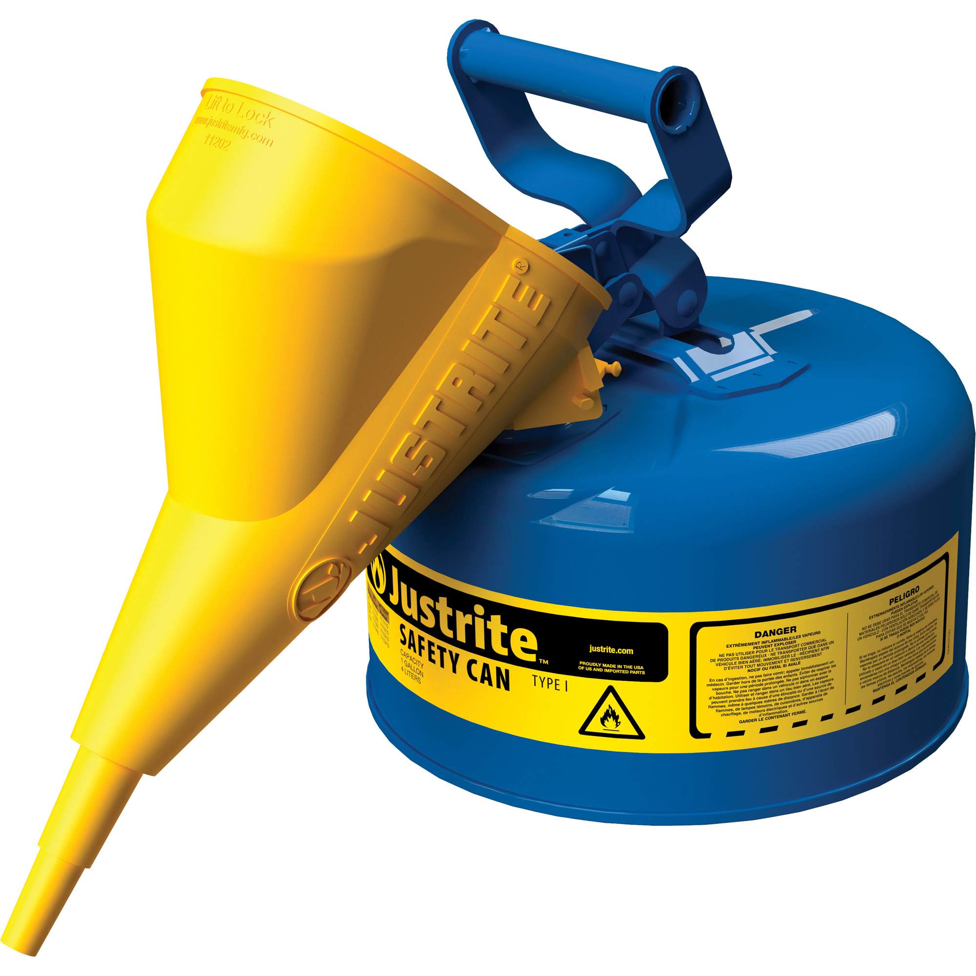 Justrite Safety Cans, Type I, Steel, 5 US gal., Blue, FM Approved/UL ...