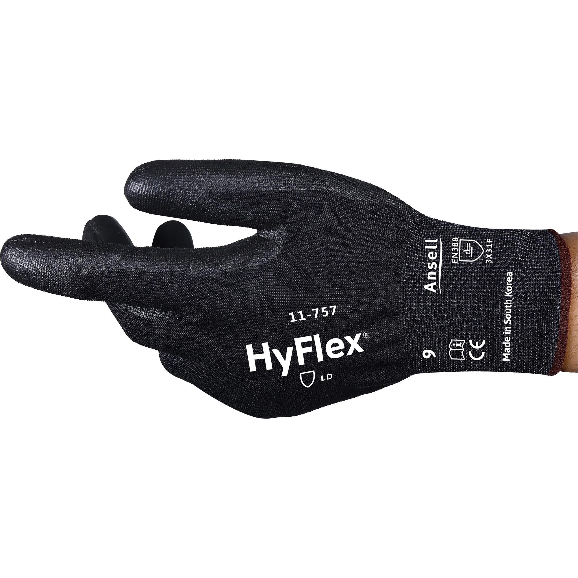 Ansell HyFlex® 11-757 Cut-Resistant Gloves, Size 11, 18 Gauge, Polyurethane Coated, Intercept ...
