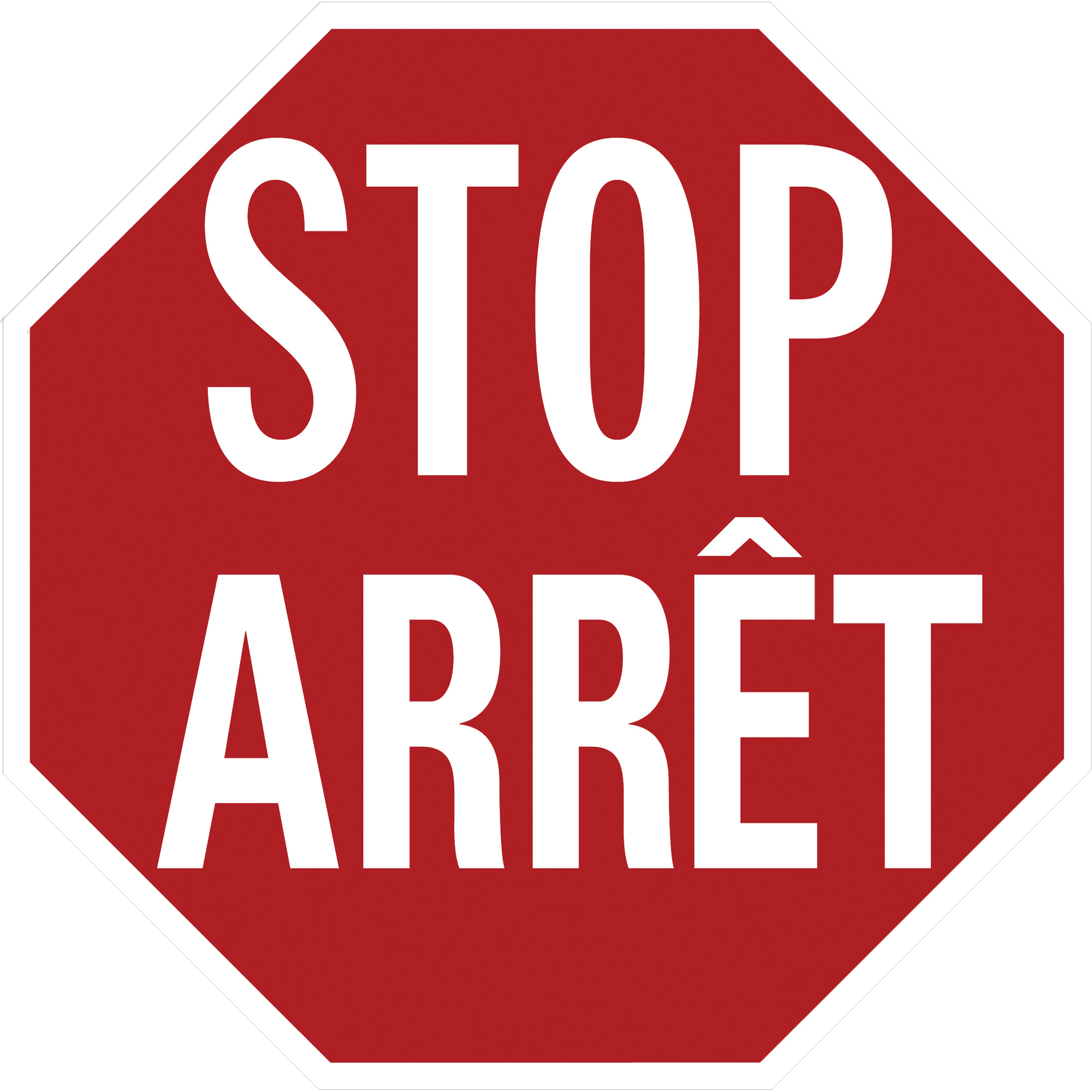 "Stop/Arrêt" Traffic Sign, 18" x 18", Aluminum, Bilingual with ...